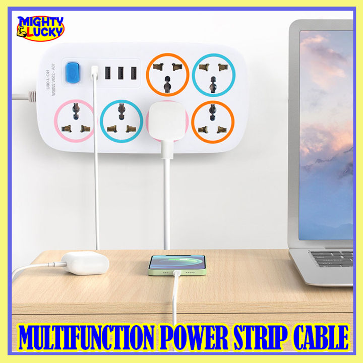 Power Strip with 4 USB Port 6 Power 10A 250V Universal Socket Charging ...