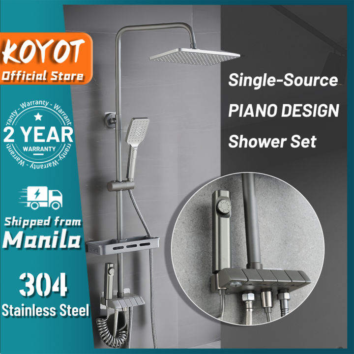 KOYOT Gray Piano Key Design Single Source 4 in 1 Shower Set with Faucet ...