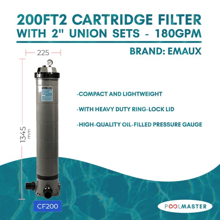 Emaux CF200 Cartridge Filter 200ft2 with 2" union sets -180GPM | Lazada PH