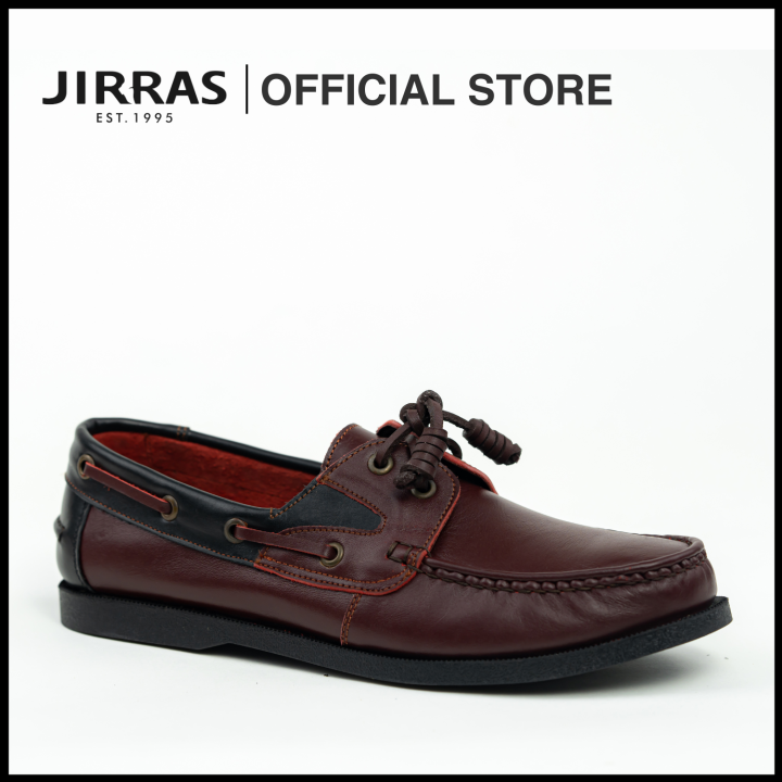 JIRRAS Men Boat Shoes Shoes Genuine Leather Filipino Handcraft Burgundy ...