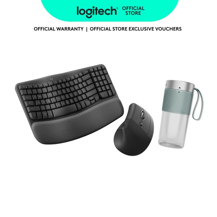 Logitech Wave Keys & Lift Vertical Mouse - Ergonomic Bundle Wireless ...