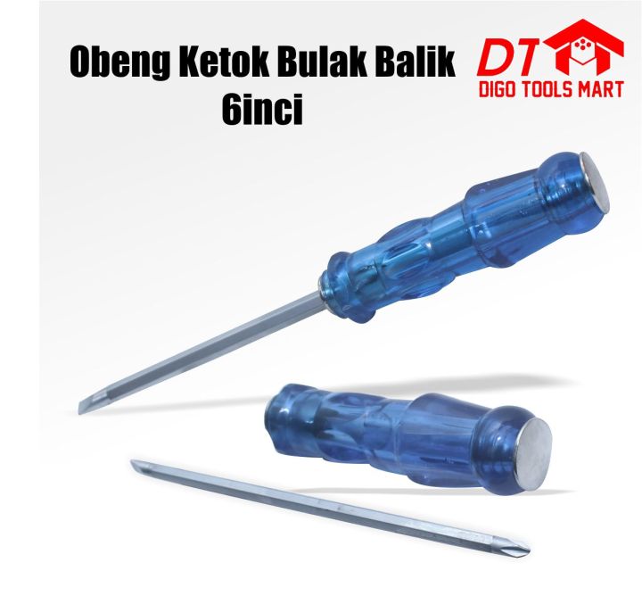 Obeng Tembus Bolak Balik Warna 6 Inch - Obeng Gedor Ketok Plus Min 20cm ...