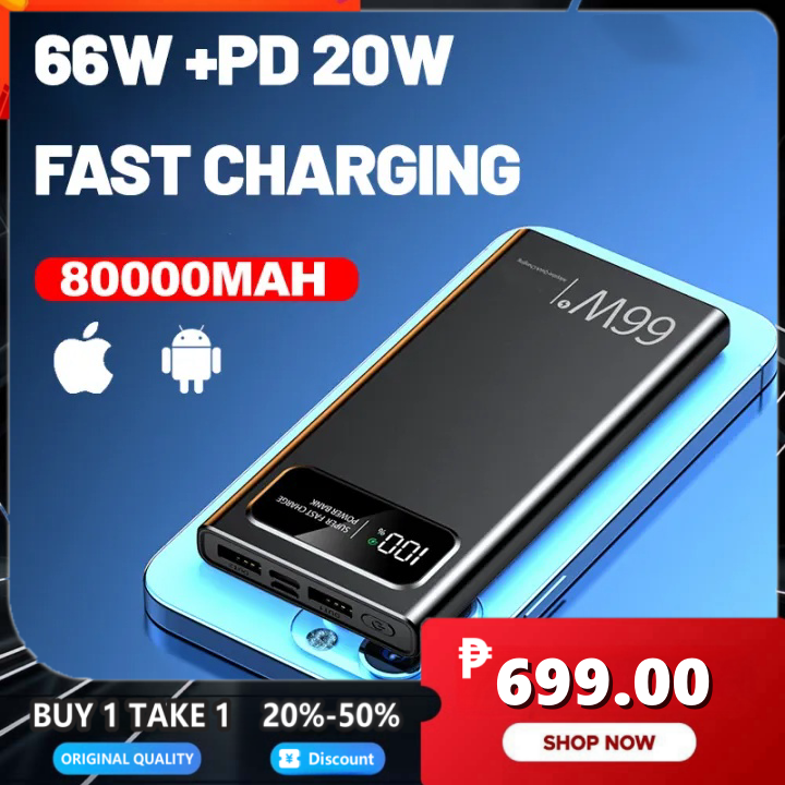 66W power bank fast charging 80000mAh power bank original branded ...