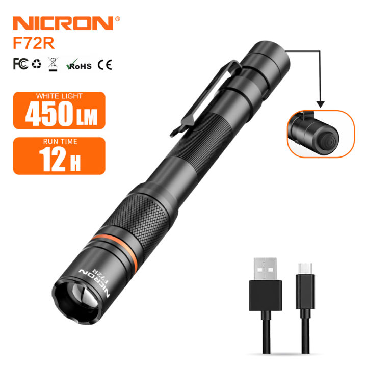 NICRON LED Flashlight F72R Rechargeable 10850 Flashlight Color Match ...