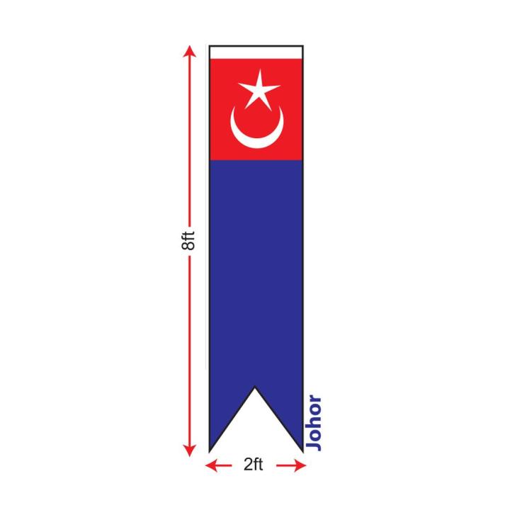 Johor Flag 2x8ft Banner, Bendera Johor 2x8ft, Polyester | Lazada