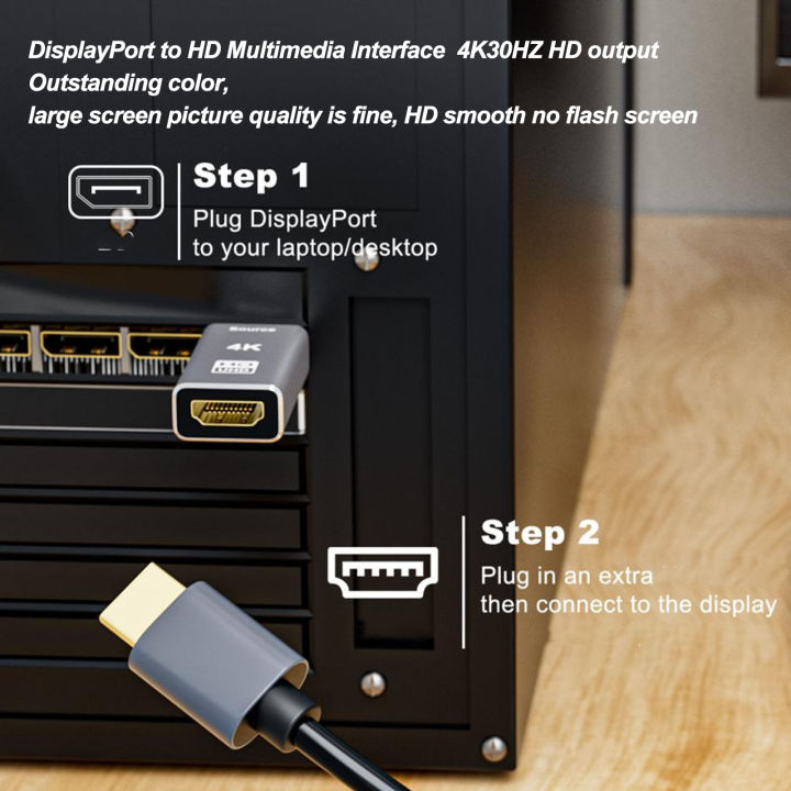 Display Port To Adapter Displayport To Plug and Play 4K 30Hz 1080P ...