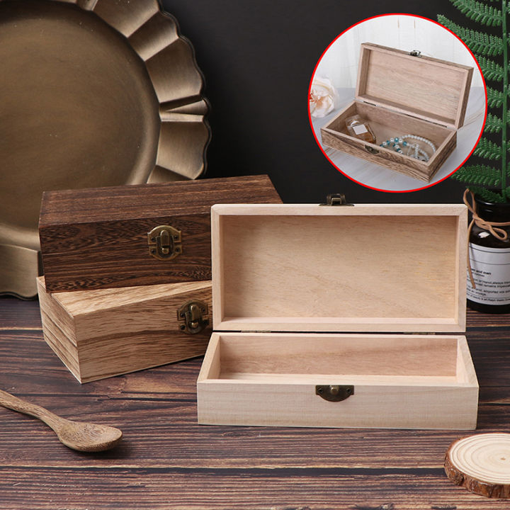 Sissi Retro Jewelry Box Desktop Natural Wood Clamshell Storage ...
