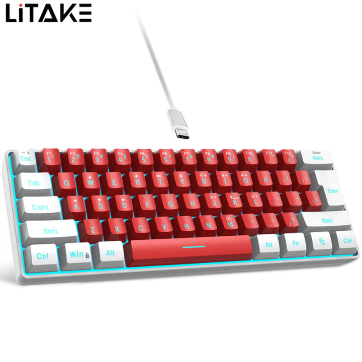 Gaming Keyboard Mechanical 61 Keys Portable Wired Keyboard Silence ...