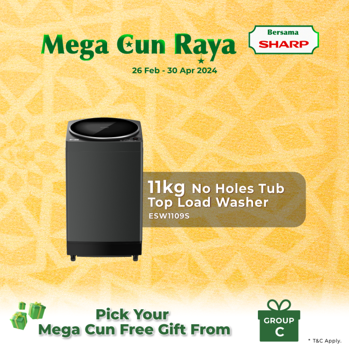 Sharp ESW1109S 11kg Full Auto No Hole Top Load Washing Machine (Deliver ...