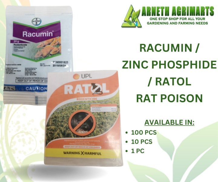 RACUMIN 20g / ZINC PHOSPHIDE 10g RAT POISON and MOUSE TRAP / BAIT ...
