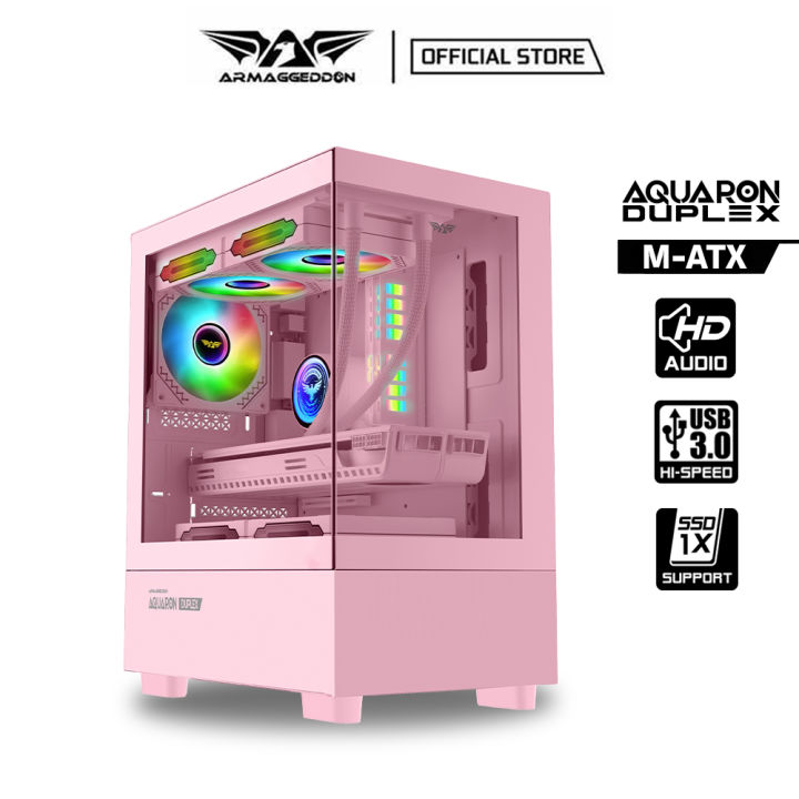 Armaggeddon Aquaron Duplex MATX Gaming PC Case with Tempered Glass Side ...