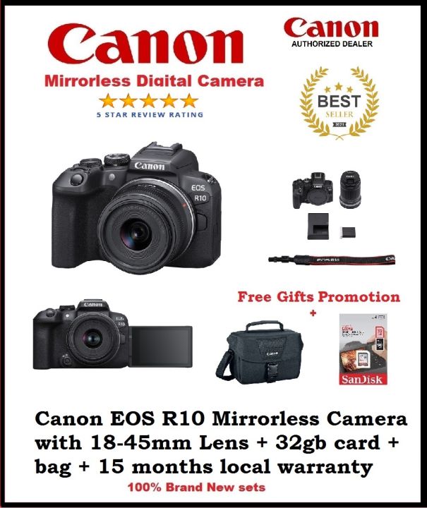 Canon EOS R10 Mirrorless Camera with 18-45mm Lens + 32gb card + bag ...