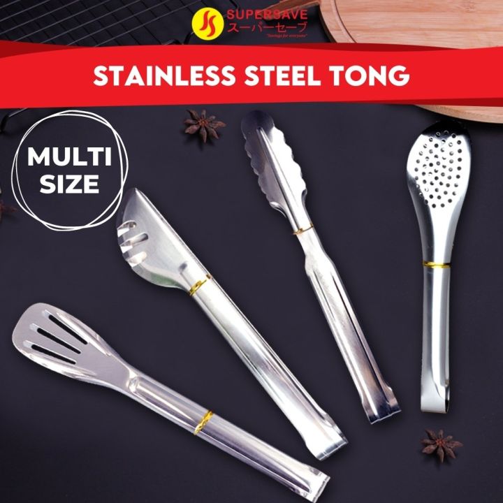 SUPERSAVE Stainless Steel Tongs Various Shape Food Kitchen Clips ...