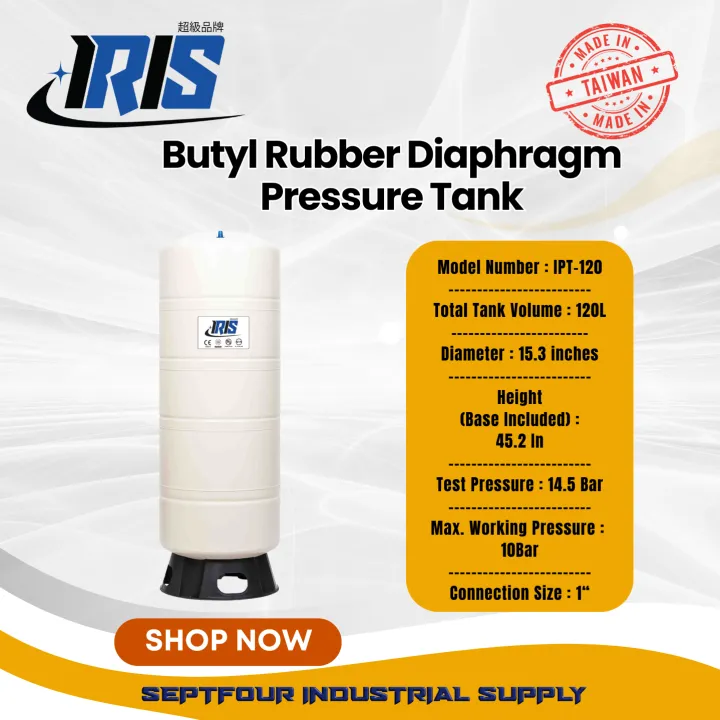 IRIS 120L PREMIUM VERTICAL TANK Made from Butyl Rubber Diaphragm ...