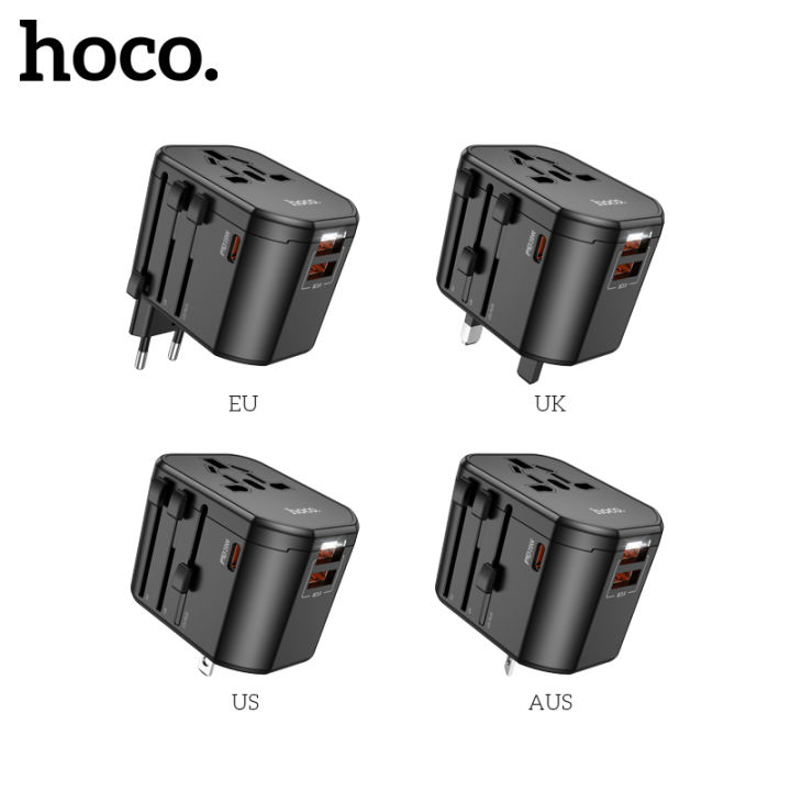 Hoco AC15 Universal Travel Adaptor With UK/USA/EU/AUS Worldwide Travel ...