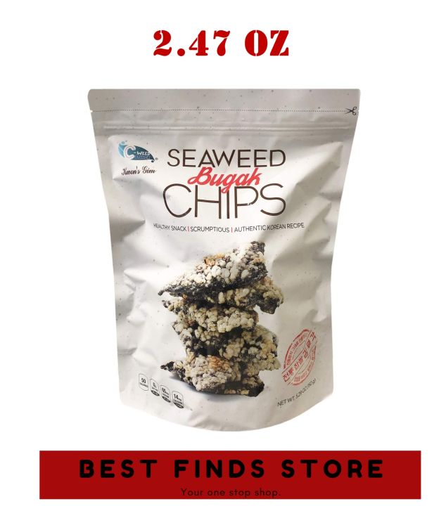 Korean Crunchy & Crispy Roasted Seaweed Bugak Chips 2.47 oz / 70 GRAMS ...