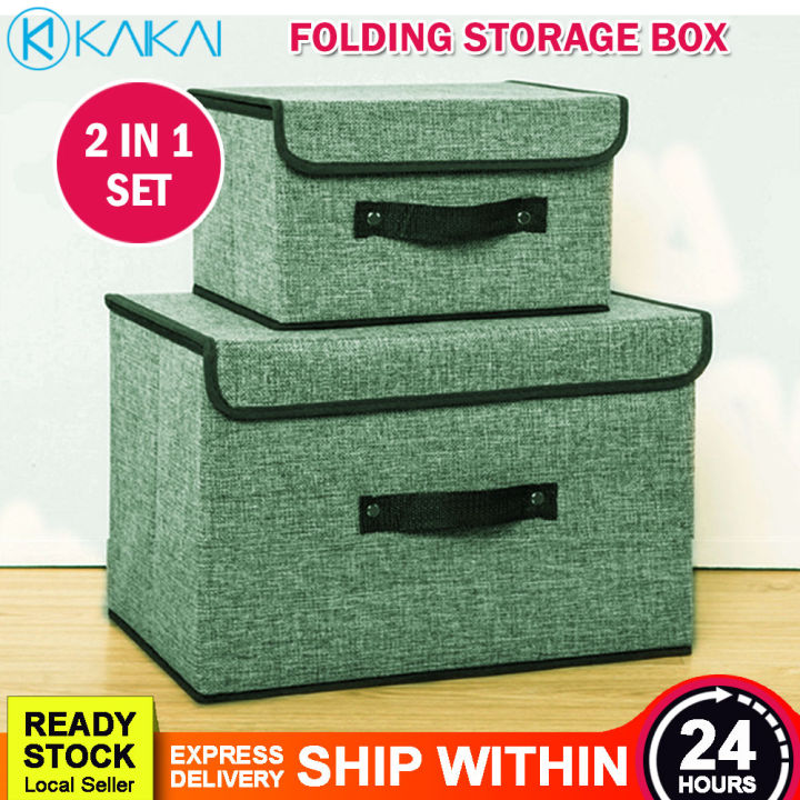 ️PROMO ️ 2 PCS Box Folding Linen Storage Wardrobe Muti-Purpose Light ...