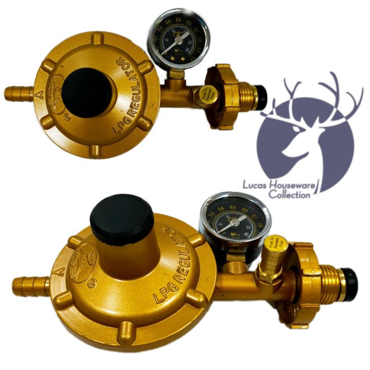 LPG REGULATOR WITH GAUGE AND SAFETY PIN HIGH QUALITY DURABLE GAS STOVE ...
