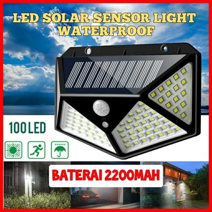 [TERMURAH] Lampu Taman 100 LED Solar Tenaga Surya - Lampu SOLAR 100 LED ...