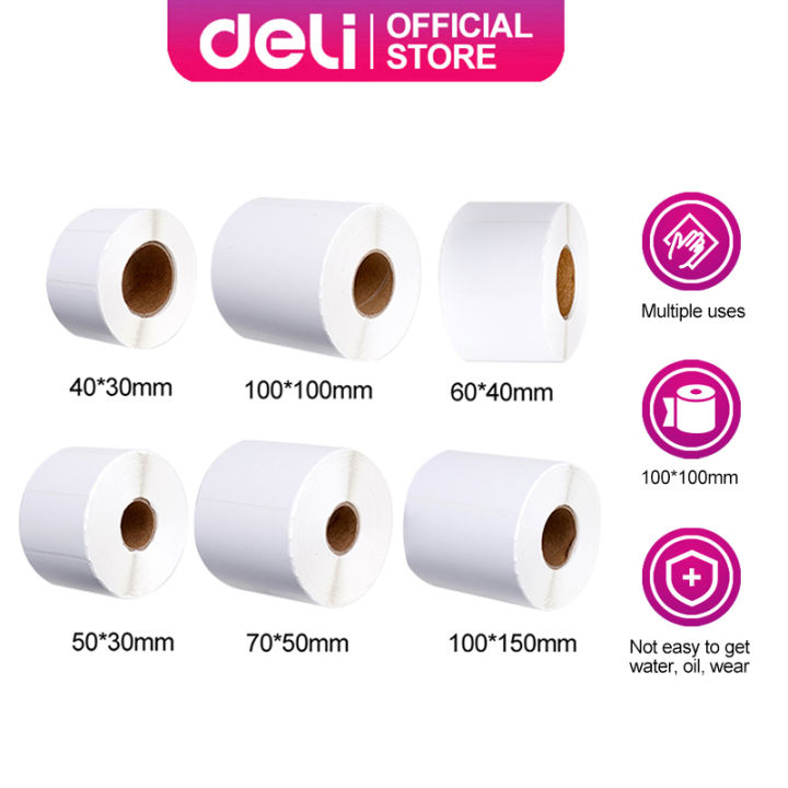 Deli 500 sheets Thermal Sticker 100mm*100mm Waybill Paper Thermal Label ...
