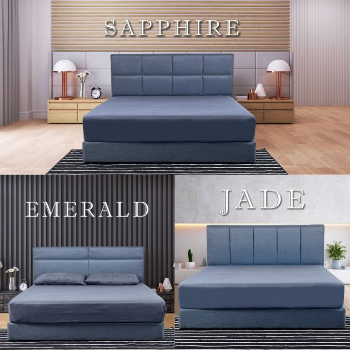 Lessa Jade/ Emerald/ Sapphire Divan fabric bed frame in Grey Colour ...