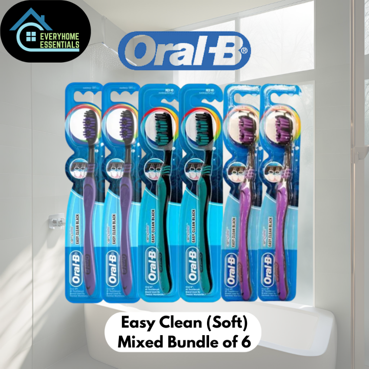 ORAL B Easy Clean Soft Bristles Toothbrush - Mixed Colour (Bundle of 6 ...