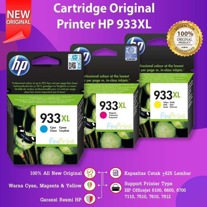 Cartridge Original HP 933XL 933 XL Cyan CN054AA Tinta Printer HP Office ...