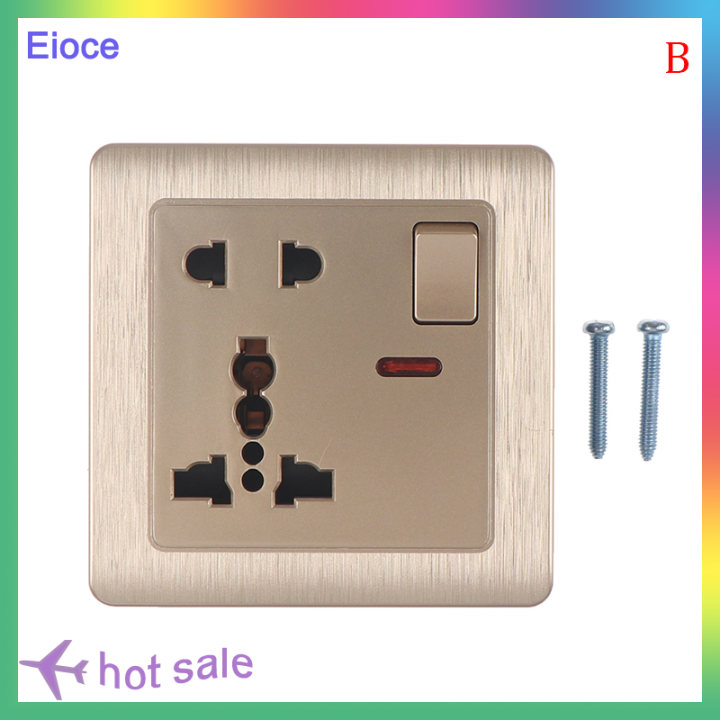Eioce Universal Wall Socket With LED Light Switch 5 Hole USB Wall Power ...