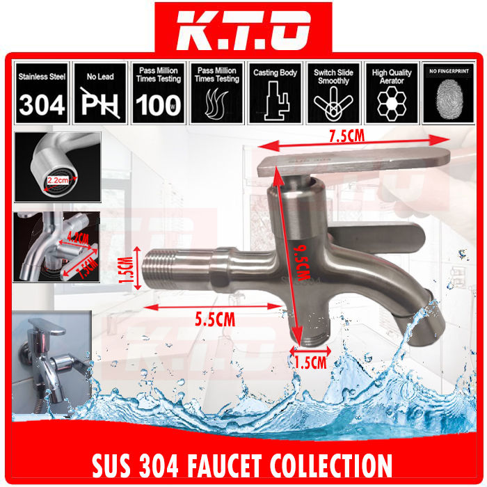 2 WAY TAP STAINLESS STEEL SUS 304 KITCHEN & BATHROOM SINK WASHING ...