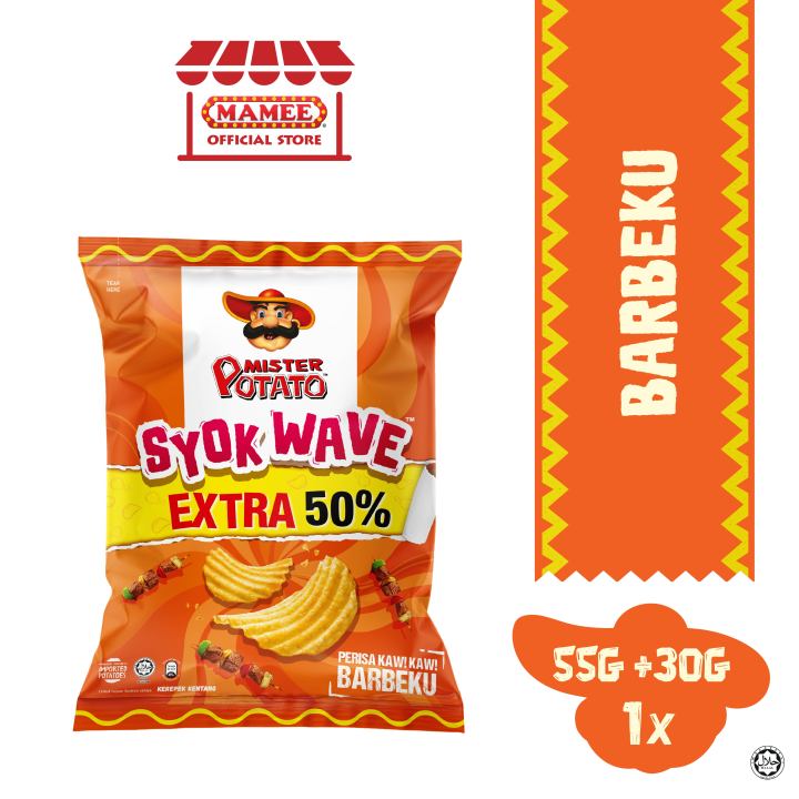 Mister Potato Syok Wave - BBQ (55g x 1 Pack) [Extra 30g] | Lazada