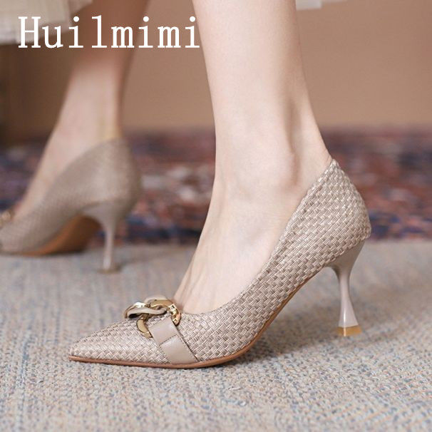 Huilm, women's high-heeled shoes heel height 7cm 2024 spring new pointy ...