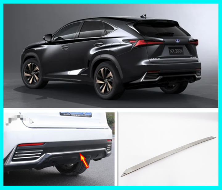 LEXUS NX200t NX300h 2017-2020 Rear bumper Moulding cover trim Stainless ...