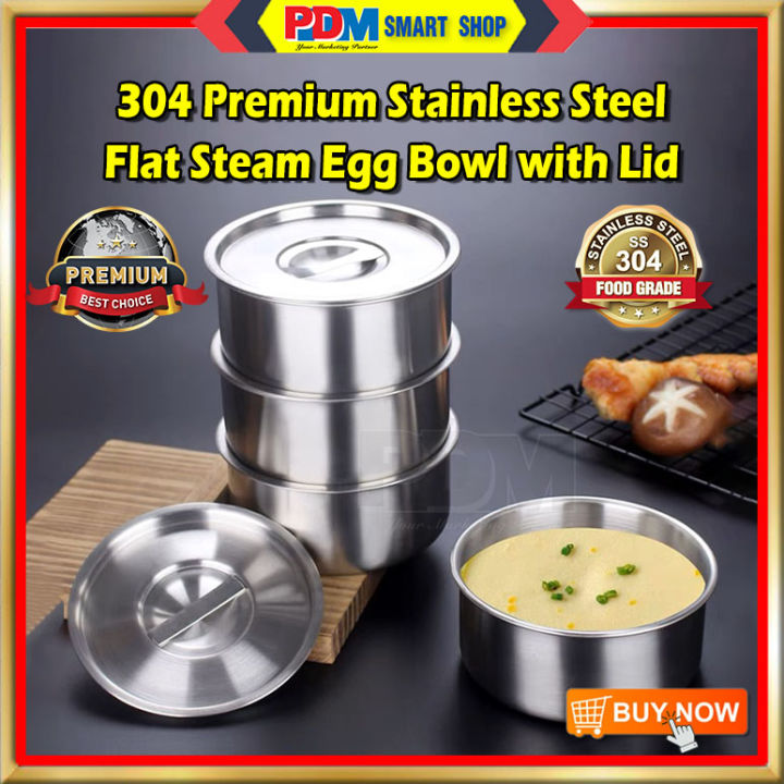 PDM Premium 304 Stainless Steel Flat Steamed Egg Bowl Multipurpose Bowl ...