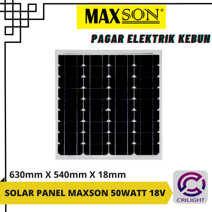 Crilight MAXSON 50W 18V Solar Panel for Electric Fencing Pagar Elektrik ...