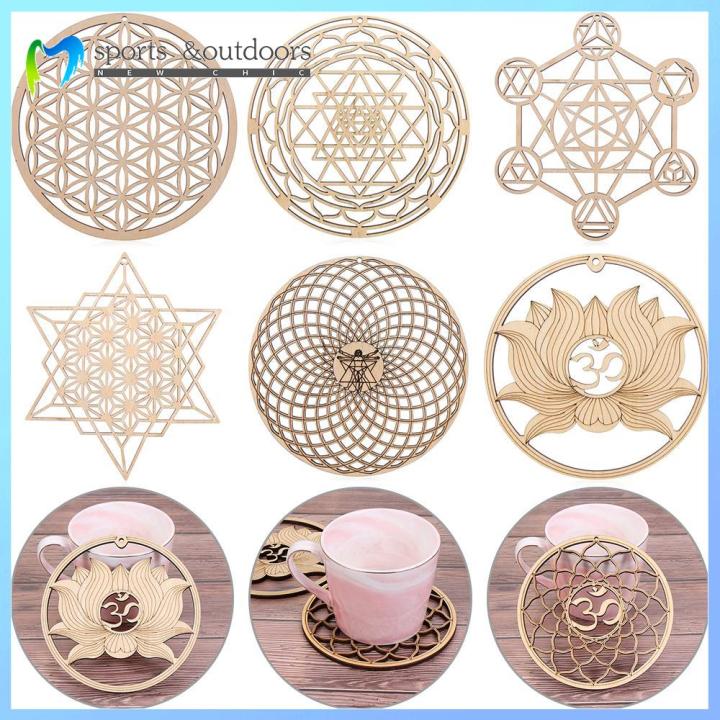 【COD & สต็อกพร้อม】8 Styles Flower of Life Shape Slice Wood Base ...