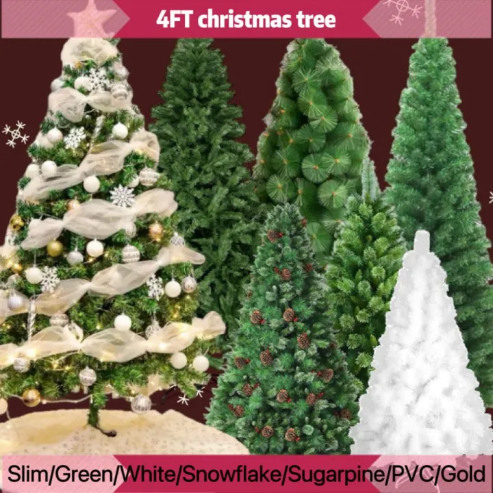 Artificial christmas tree 4ft green slim christmas tree white christmas ...