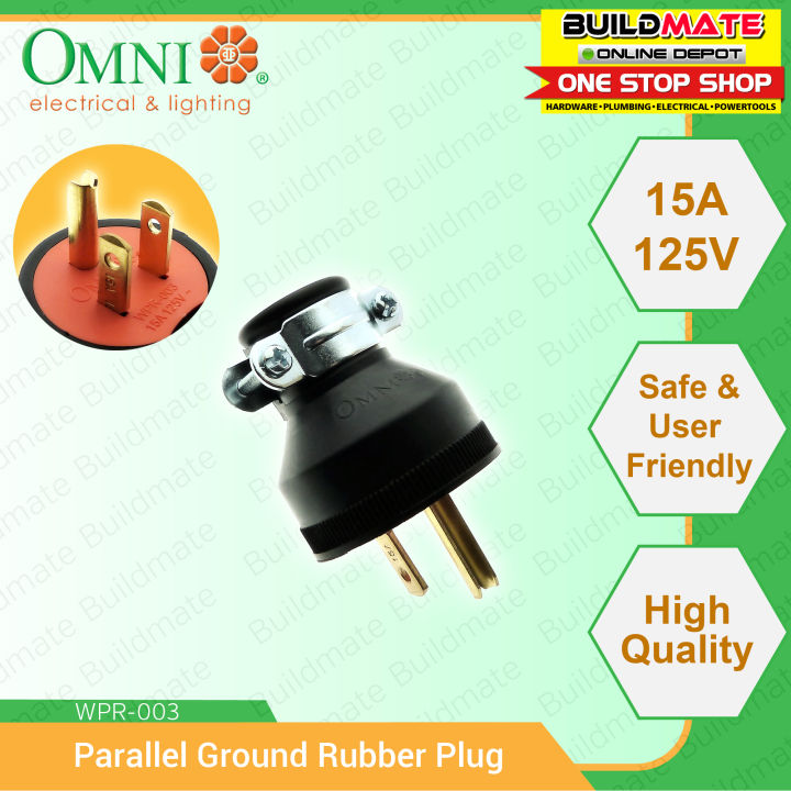 OMNI Parallel Ground Rubber Plug 15A 125V WPR-003 •BUILDMATE• | Lazada PH