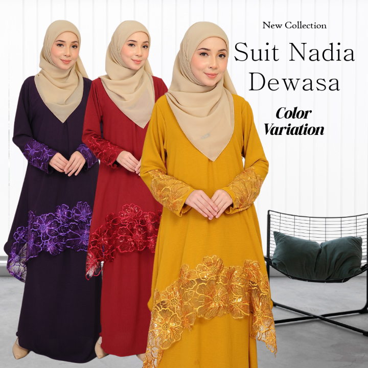 Baju Kurung Nadia lace Material Italian cotton CEY Suit RAYA 2024 ready ...