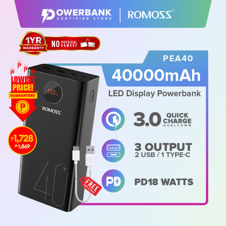 Romoss PEA Series Powerbank 40000mAh 60000mAh 18W 22.5W 65W PD QC3.0 ...