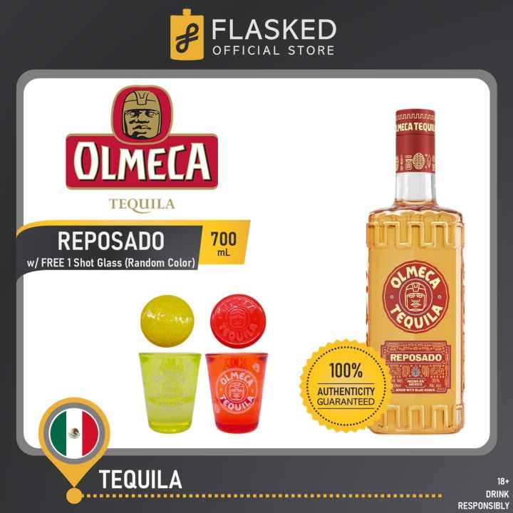 Olmeca Tequila Reposado 700mL w/ FREE 1 Shot Glass (Random Color ...