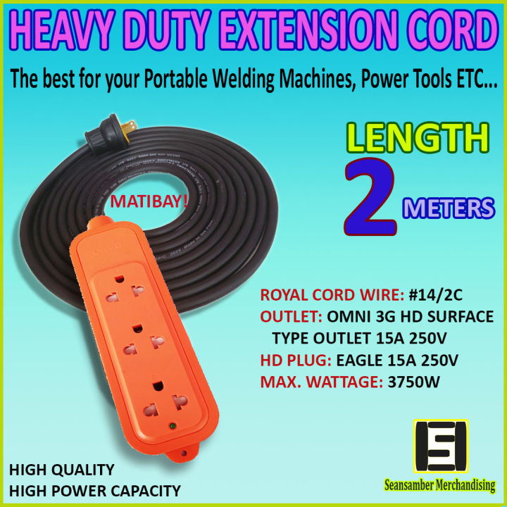 2 Meters Heavy Duty Extension Cord With Omni HD 2G/3G/4G Surface Type ... 2 Meters Heavy Duty Extension Cord With Omni HD 2G/3G/4G Surface Type ...