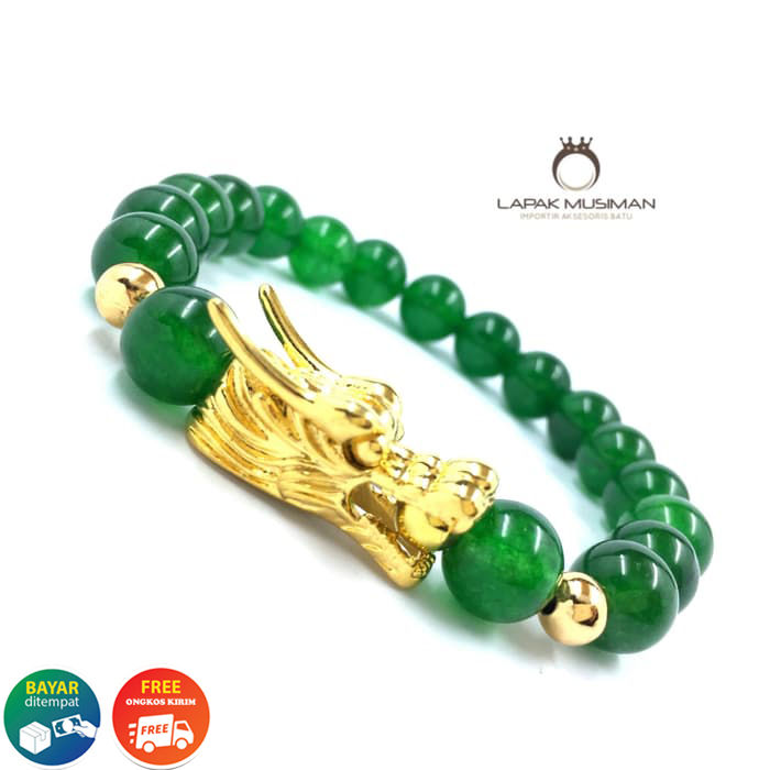 Gelang Pria Naga Giok Hijau 10mm | Lazada Indonesia