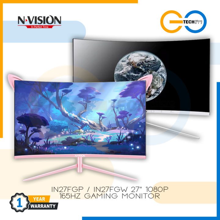 Nvision IN27FGP 27" PINK / IN27FGW WHITE 165Hz 1920x1080 Curved Gaming ...