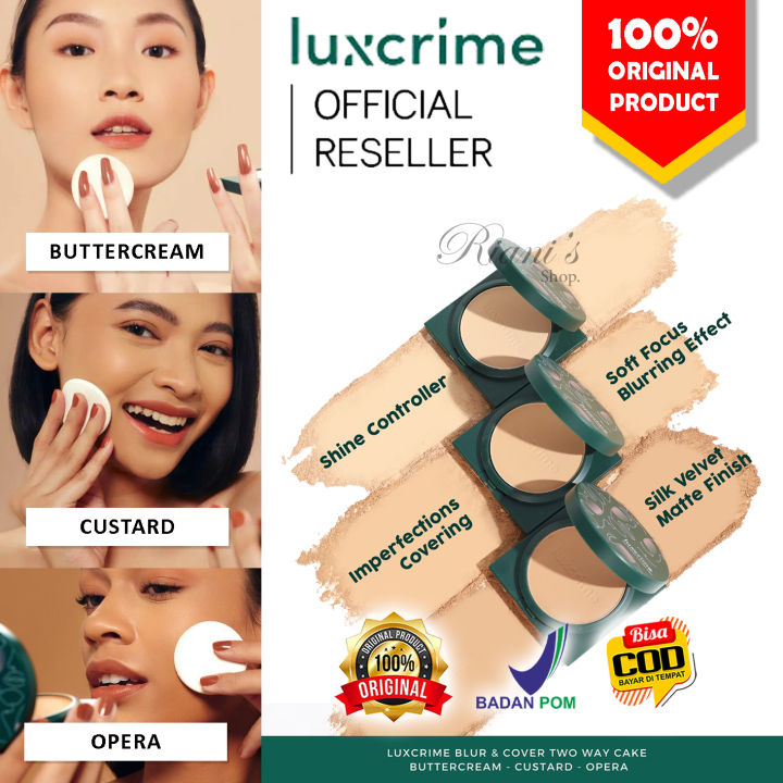Luxcrime Blur Cover Two Way Cake Bedak Spf UV Protection Original Matte ...