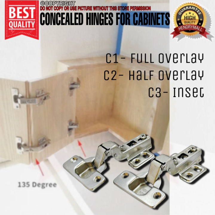 HEAVY DUTY HYDRAULIC & ORDINARY CONCEALED HINGE FOR CABINETS ETC 1 PAIR ( C1 C2 C3 ) | Lazada PH