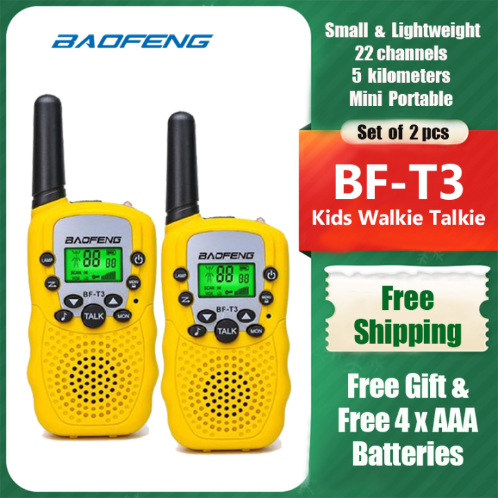 2 Pcs Baofeng BF-T3 Walkie Talkie Mini Portable Colourful Kids Toys ...