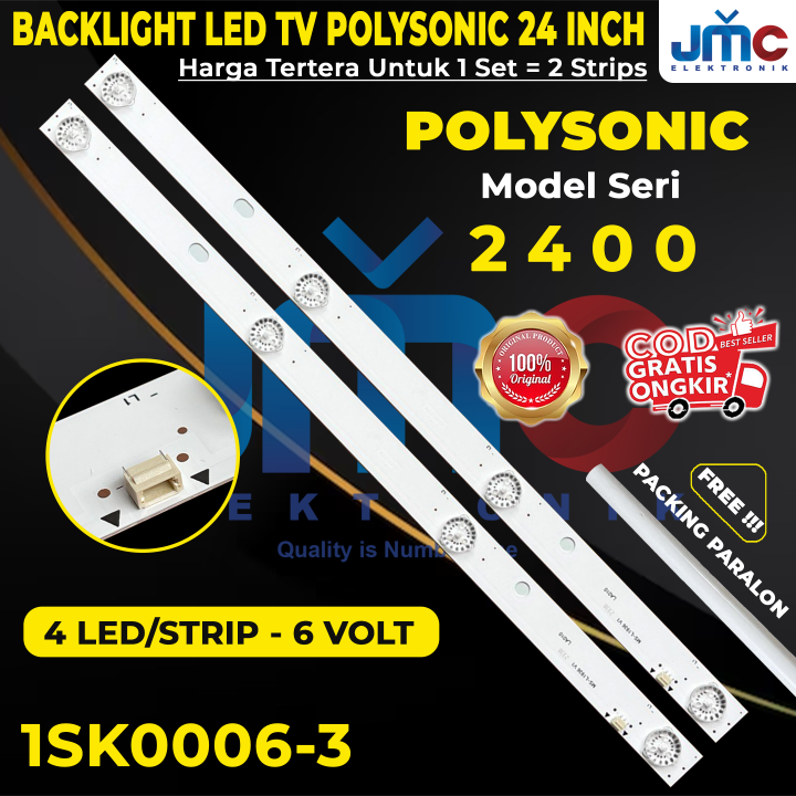 Led Backlight Tv POLYSONIC 24” model 2400 4K 6V | Lazada Indonesia