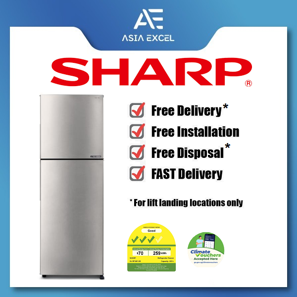 SHARP SJ-RF22E-SL 224L 3 TICK SILVER TOP FREEZER INVERTER REFRIGERATOR | Lazada Singapore