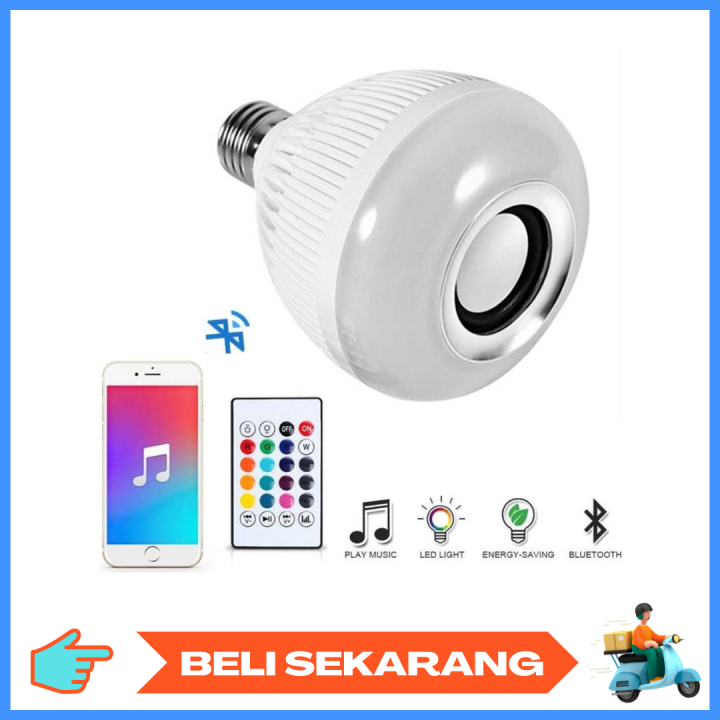 Lampu Speaker Bluetooth Disco Music Super Bass LED RGB E27 6W + Remote ...