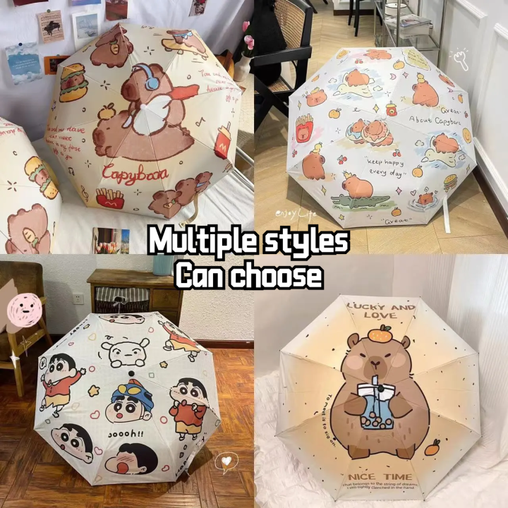 ลายการ์ตูน Capybara、Crayon Shin-chan ร่มกันฝน กันแดด กันUV พับได้ ...